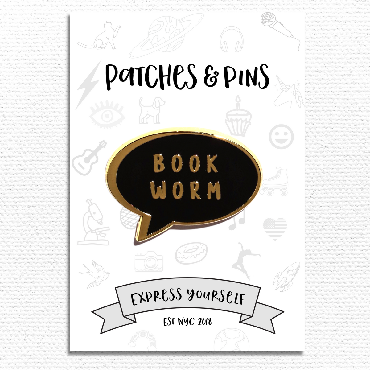 Book Worm Enamel Pin — Patches and Pins Fun Products