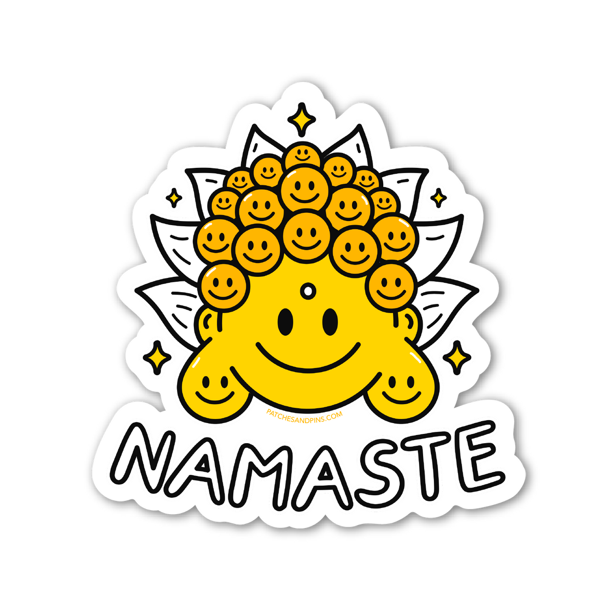 Namaste Smiley sticker — Patches and Pins Fun Products
