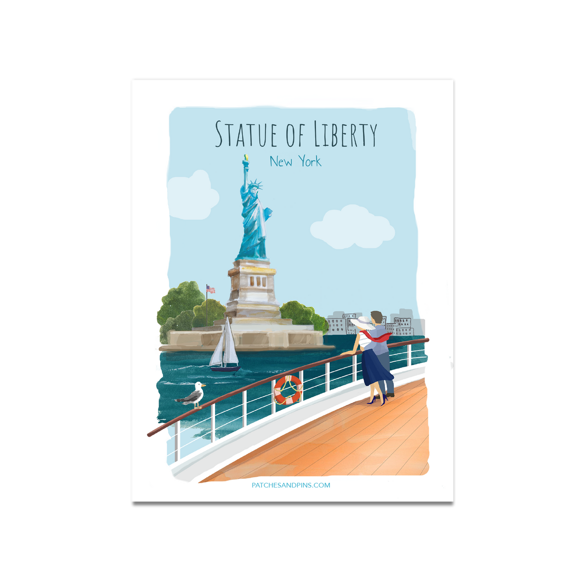 New York Statue of Liberty Sticker — Patches and Pins Fun Products