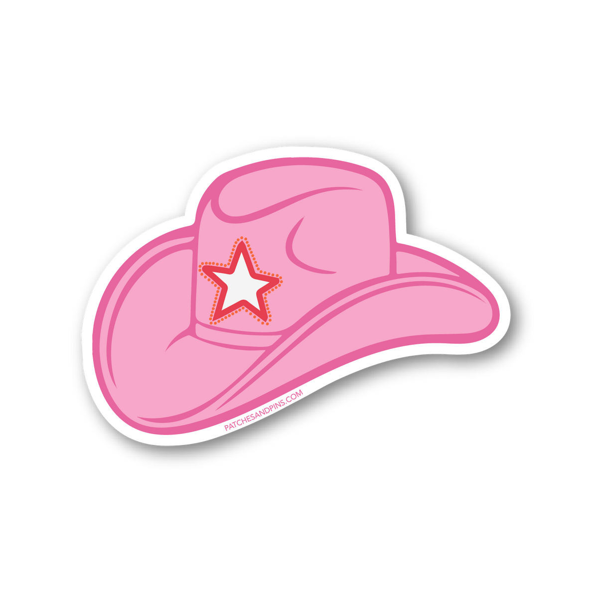 Pink Cowboy Hat Sticker — Patches and Pins Fun Products