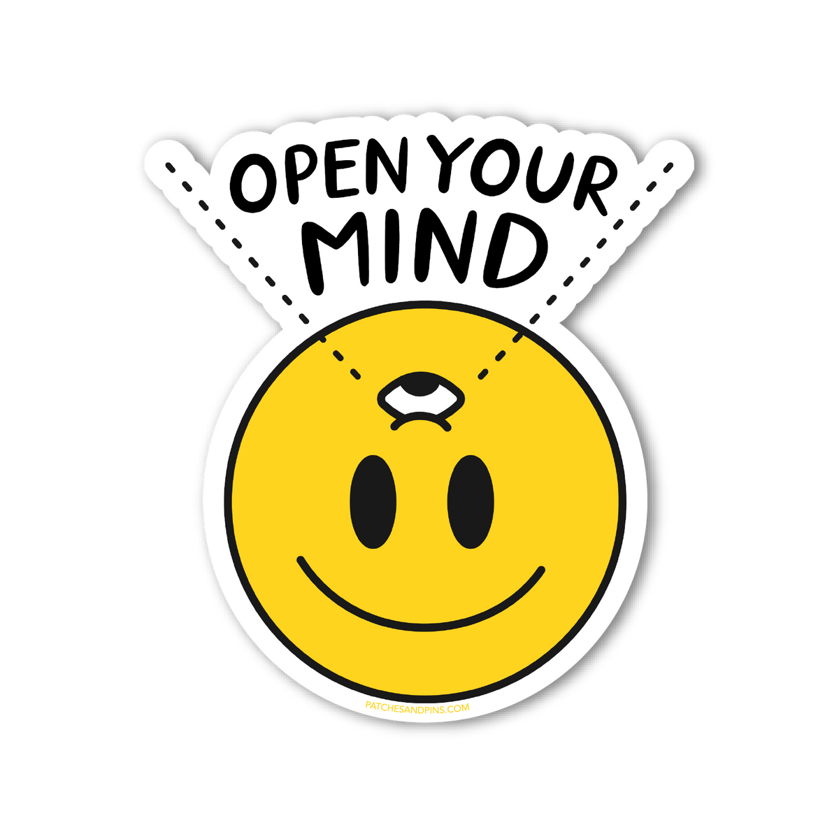 Smiley Open Your Mind sticker — Patches and Pins Fun Products