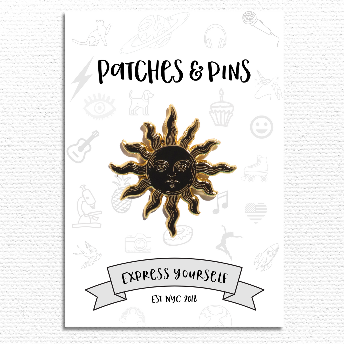 Sun Enamel Pin — Patches and Pins Fun Products