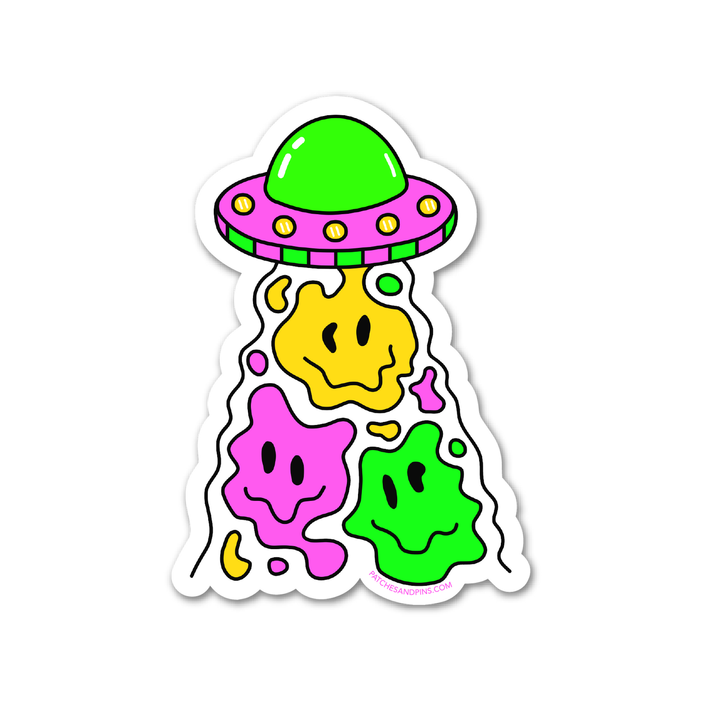 Smiley Ufo Sticker — Patches and Pins Fun Products